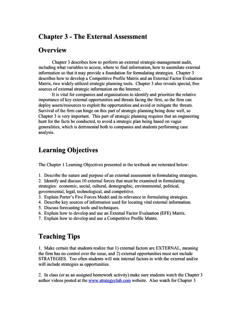 Chapter 3 - The External Assessment Chapter 3 - The External Assessment ...