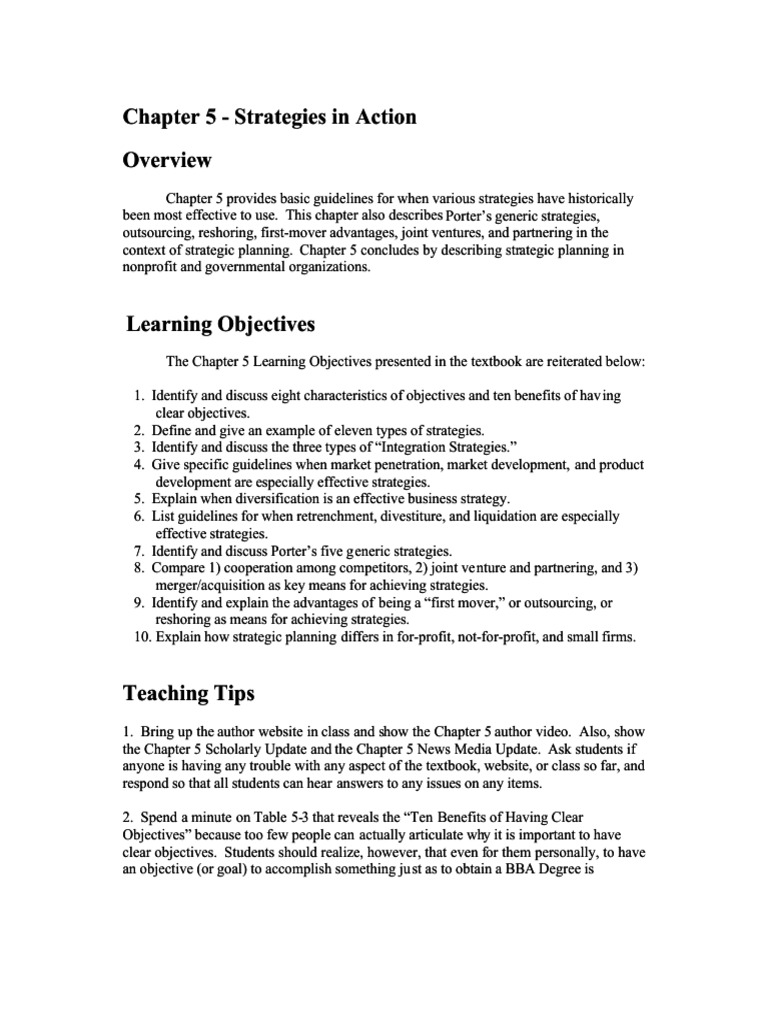 Chapter 5 - Strategies in Action Chapter 5 - Strategies in Action | PDF ...