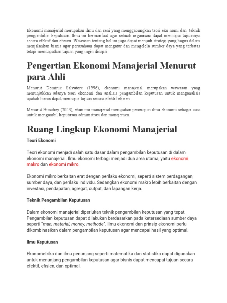 Ekonomi Manajerial | PDF