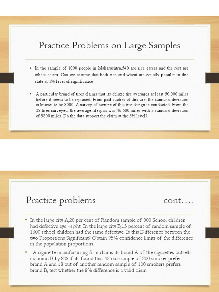 Practice Problems On Large Samples | PDF | Standard Deviation | Statistics