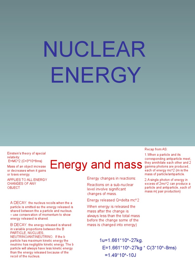Nuclear Energy 1 | PDF | Nuclear Fission | Atomic Nucleus