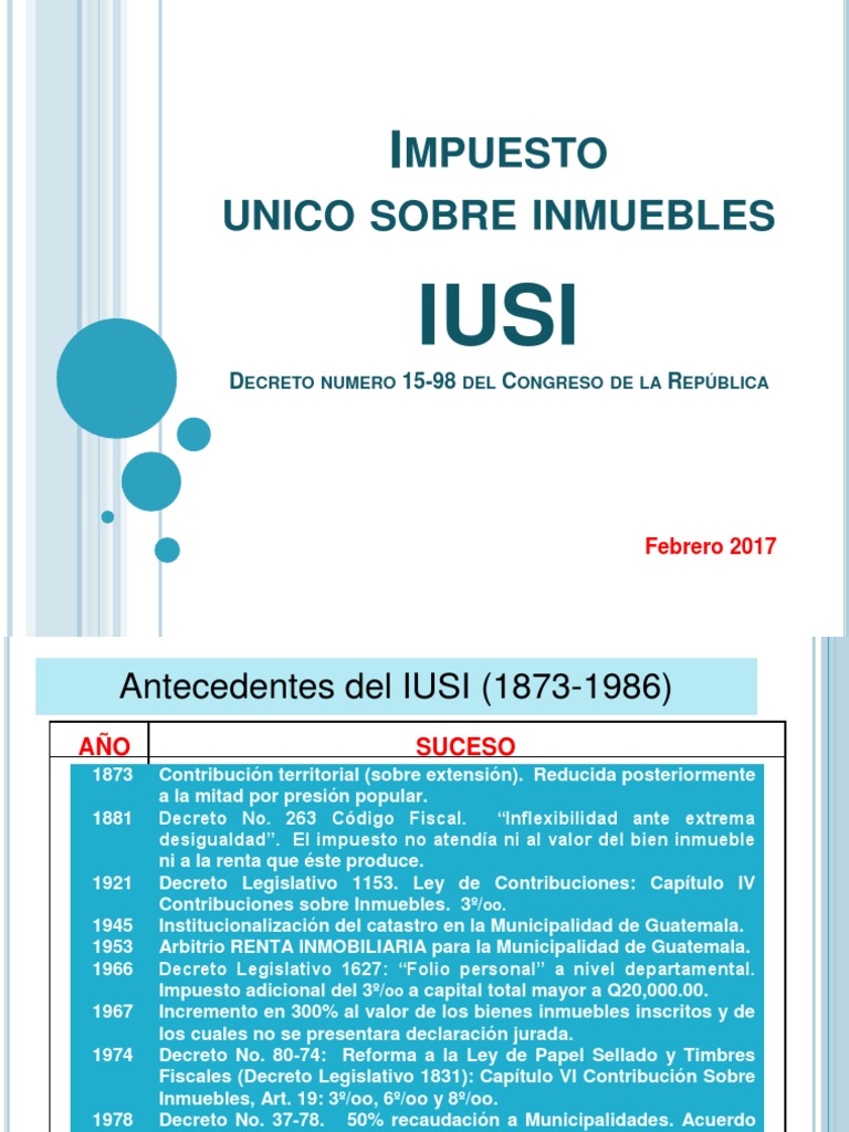 Historia y Regulación del IUSI en Guatemala | PDF | Impuestos ...