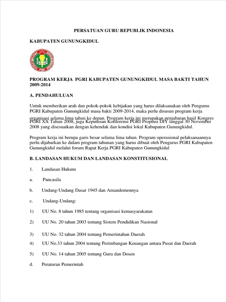 Dokumen - Tips Program Kerja Pgri | PDF