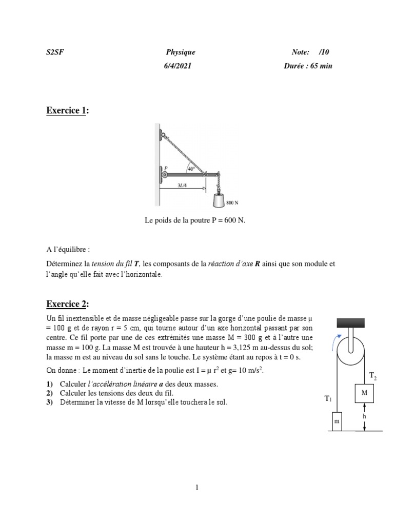 Examen Dynamique de Rotation Solution-Online (2021) | PDF