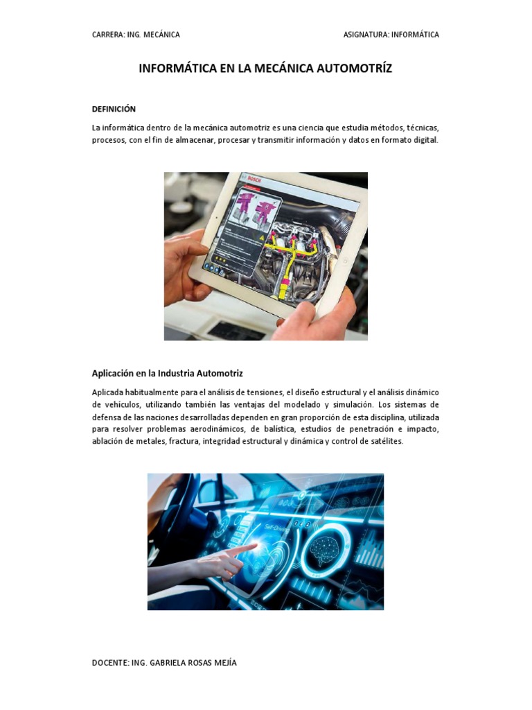 Informática en La Mecánica Automotríz | PDF