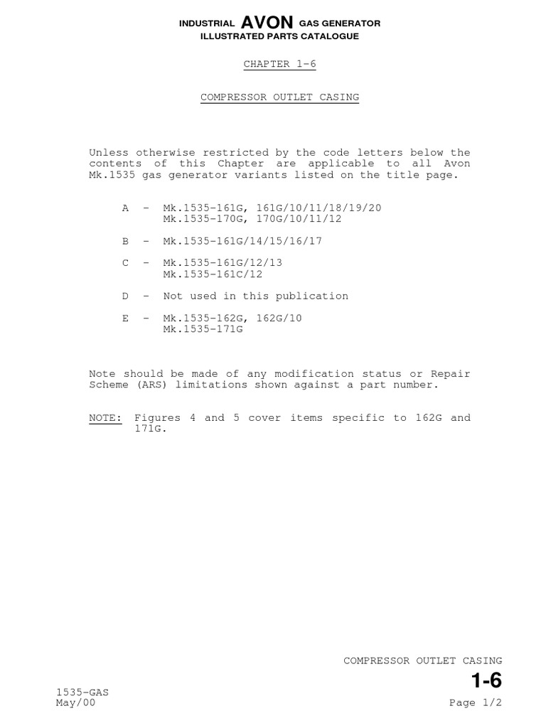 Industrial Avon Gas Generator Parts Catalog | PDF | Mechanical ...