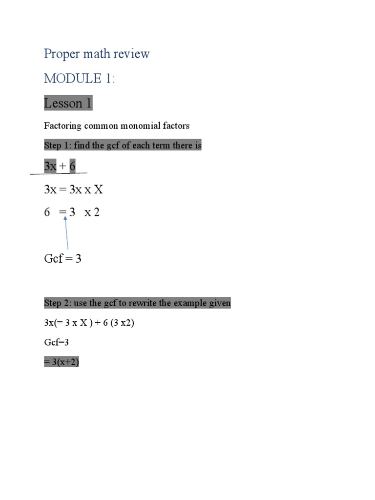 Lesson 1: Proper Math Review | PDF | Mathematical Analysis | Numbers