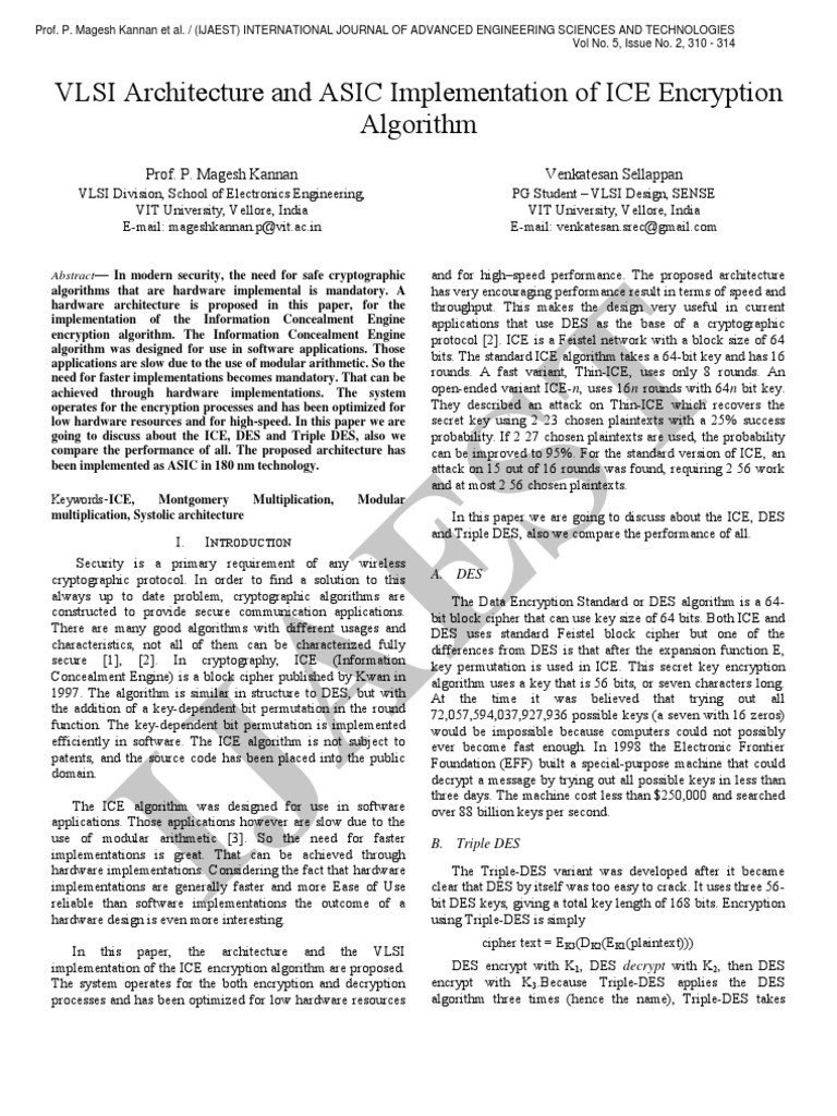 31.IJAEST Vol No 5 Issue No 2 VLSI Architecture and ASIC Implementation of ICE Encryption ...