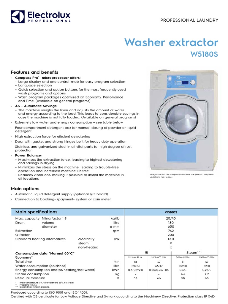 Electrolux Wascator W5180S Specification | PDF | Water Heating ...