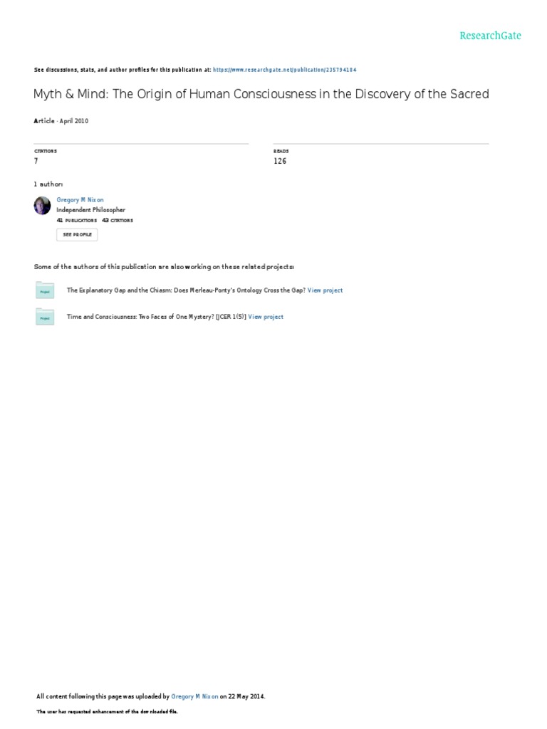 Myth & Mind: The Origin of Human Consciousness in The Discovery of The ...