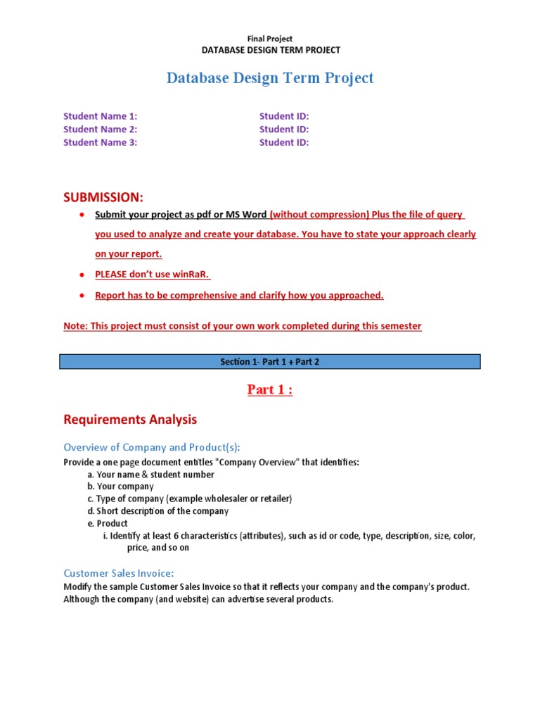 Database Design Term Project 1 | PDF | Relational Database | Databases