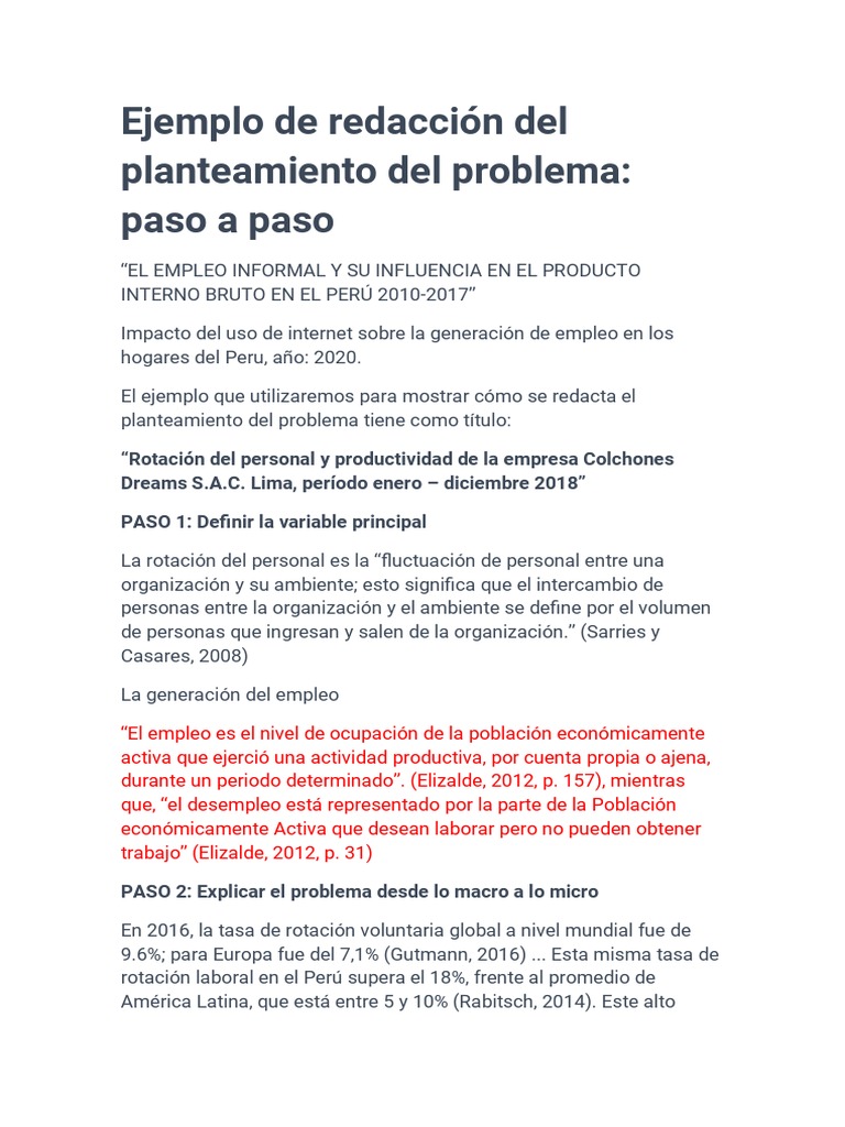 Ejemplo de Redacción Del Planteamiento Del Problema | PDF | Desempleo | Ciencias sociales