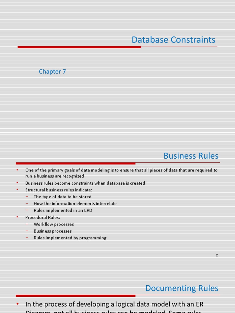 Chapter 07 - 1 Database Constraints Part 1 | PDF | Relational Database ...