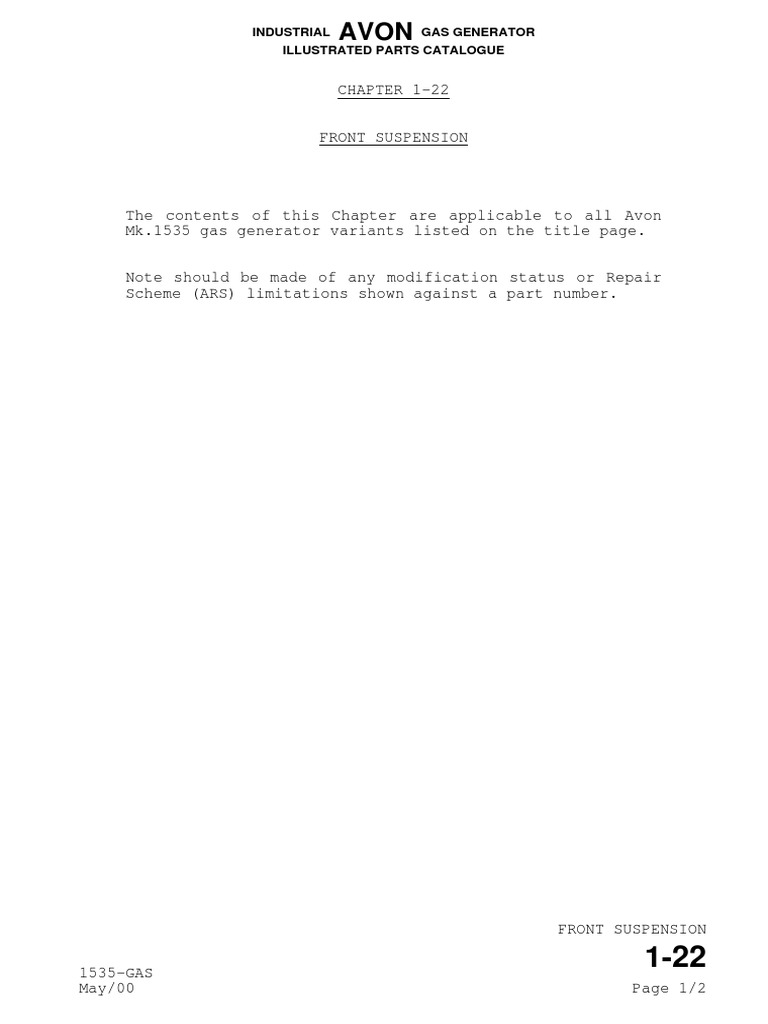 Industrial Gas Generator Illustrated Parts Catalogue | PDF