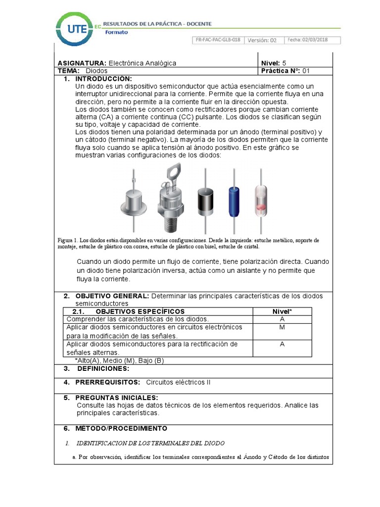 Práctica 1 - Diodos | PDF | Diodo | Rectificador