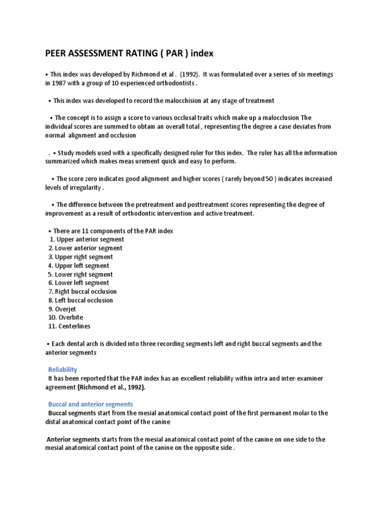 Peer Assessment Rating (Par) Index: Reliability | Download Free PDF ...