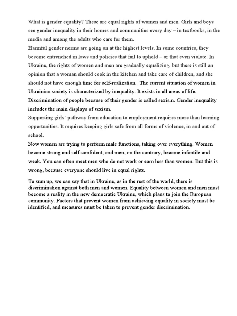 Girls and Boys See Gender Inequality in Their Homes and Communities ...