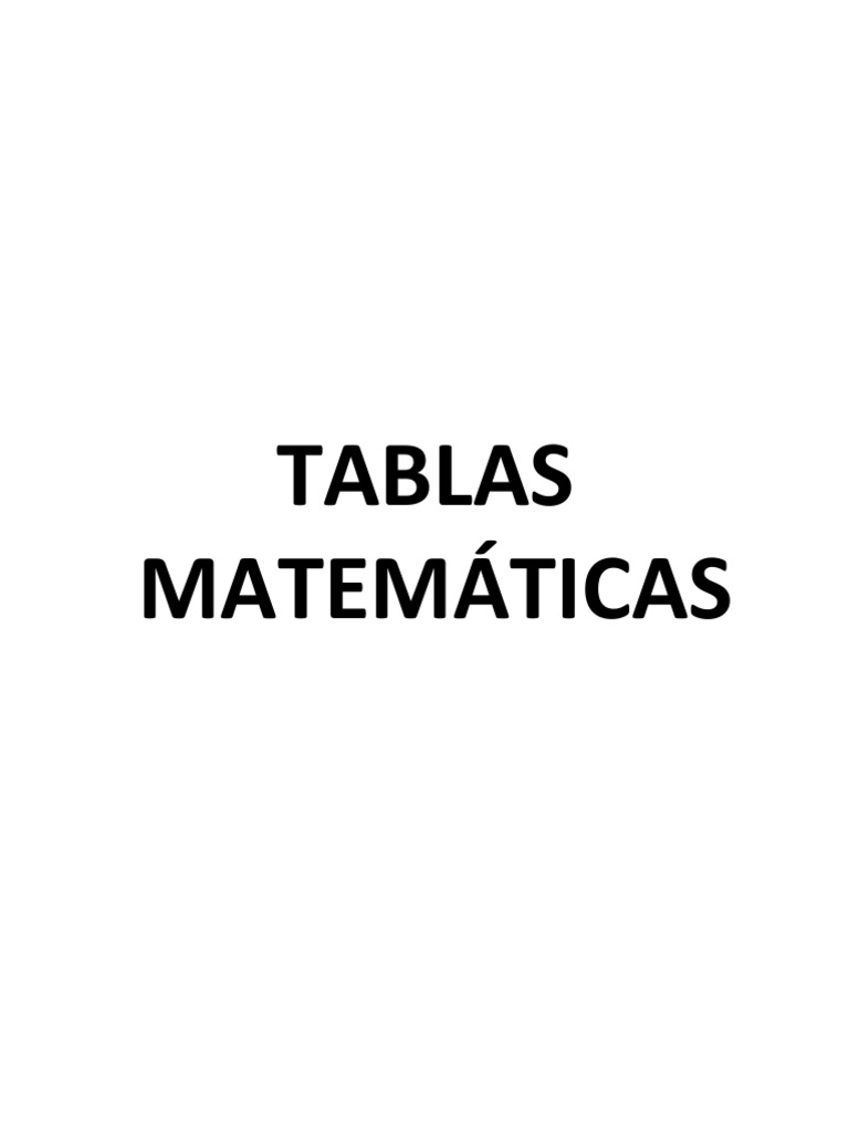 Manual de Tablas Matemáticas | PDF