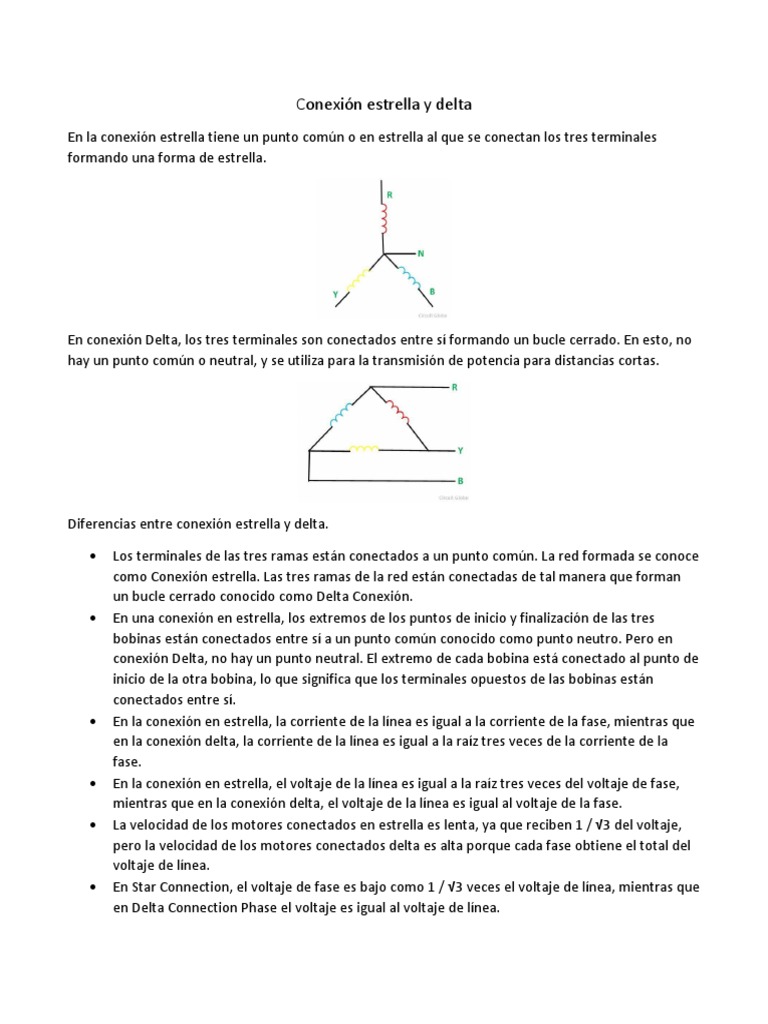 Diferencias entre Conexión Estrella y Delta | PDF | Corriente eléctrica ...