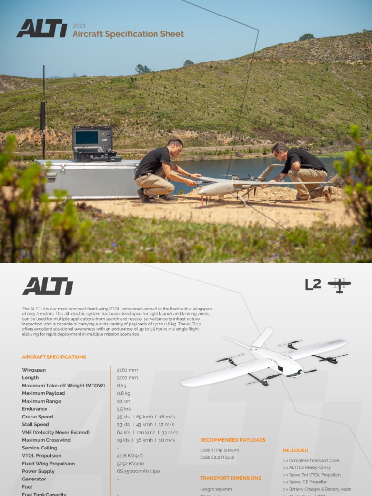 ALTI Aircraft Specifications Sheet - October 2021 | PDF | Payload ...