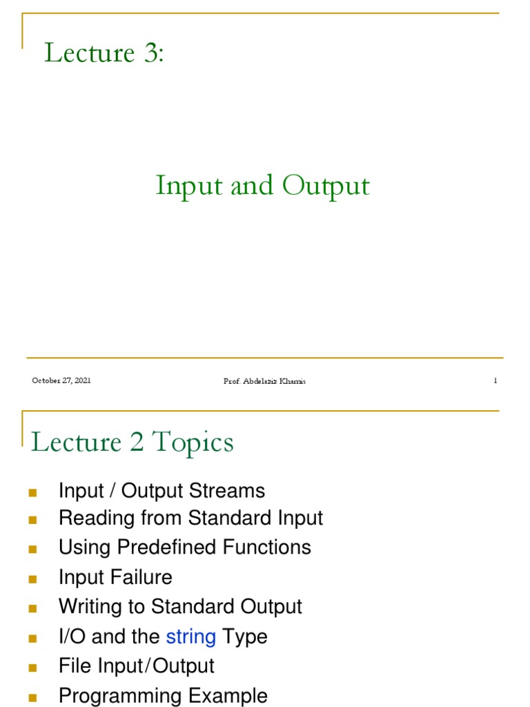 Lecture 3 Input And Output Pdf Subroutine Inputoutput