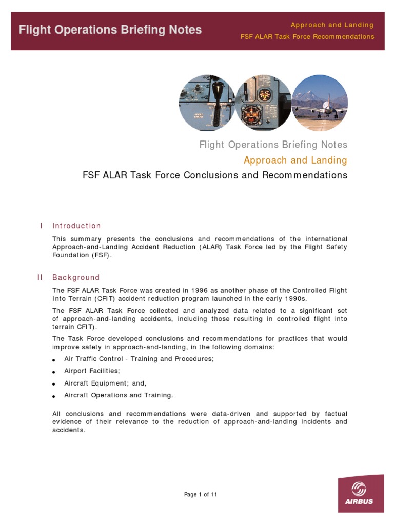 Flight Operations Briefing Notes: FSF ALAR Task Force Conclusions and ...