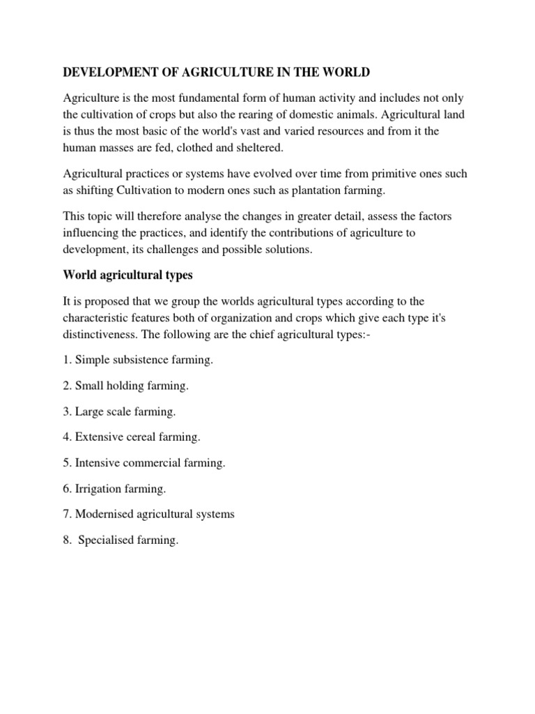 Geography Development of Agriculture in The World | PDF | Agriculture ...