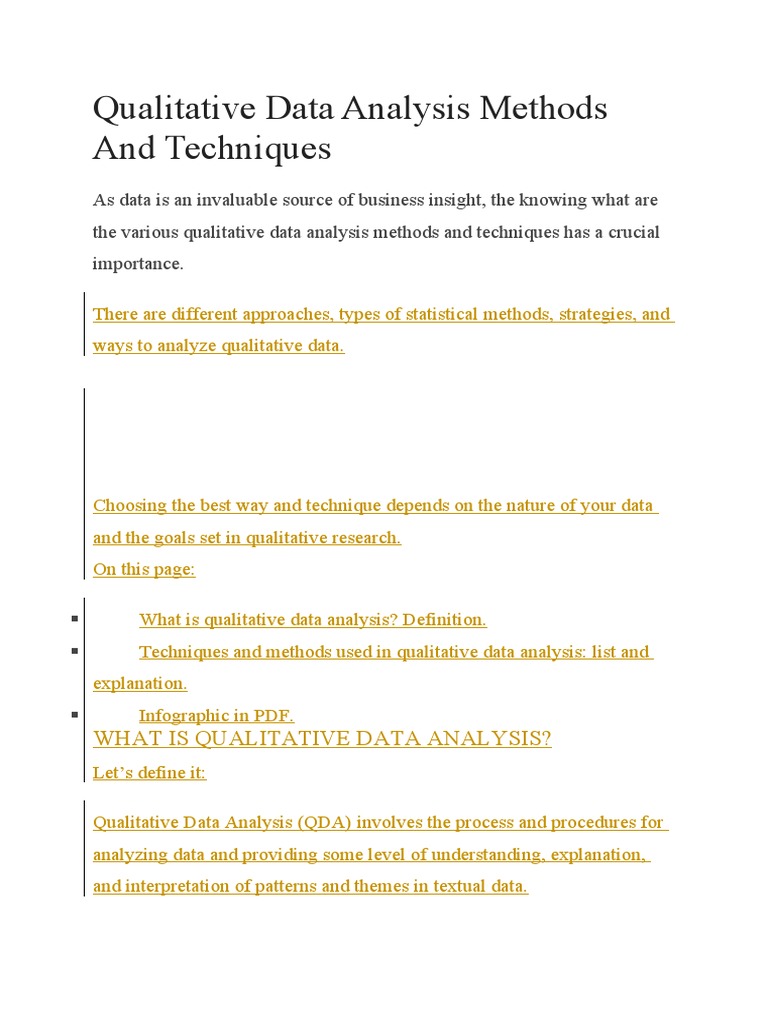 Qualitative Data Analysis Methods and Techniques | PDF | Qualitative ...