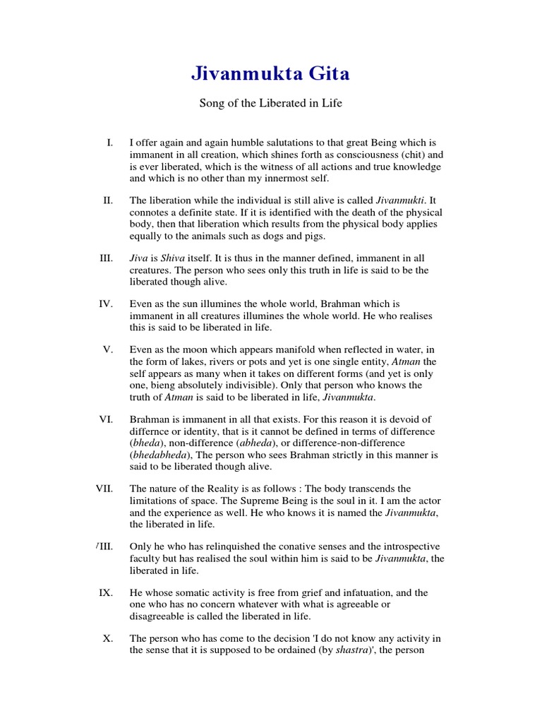 Jivanmukta Gita: Song of The Liberated in Life | Download Free PDF ...