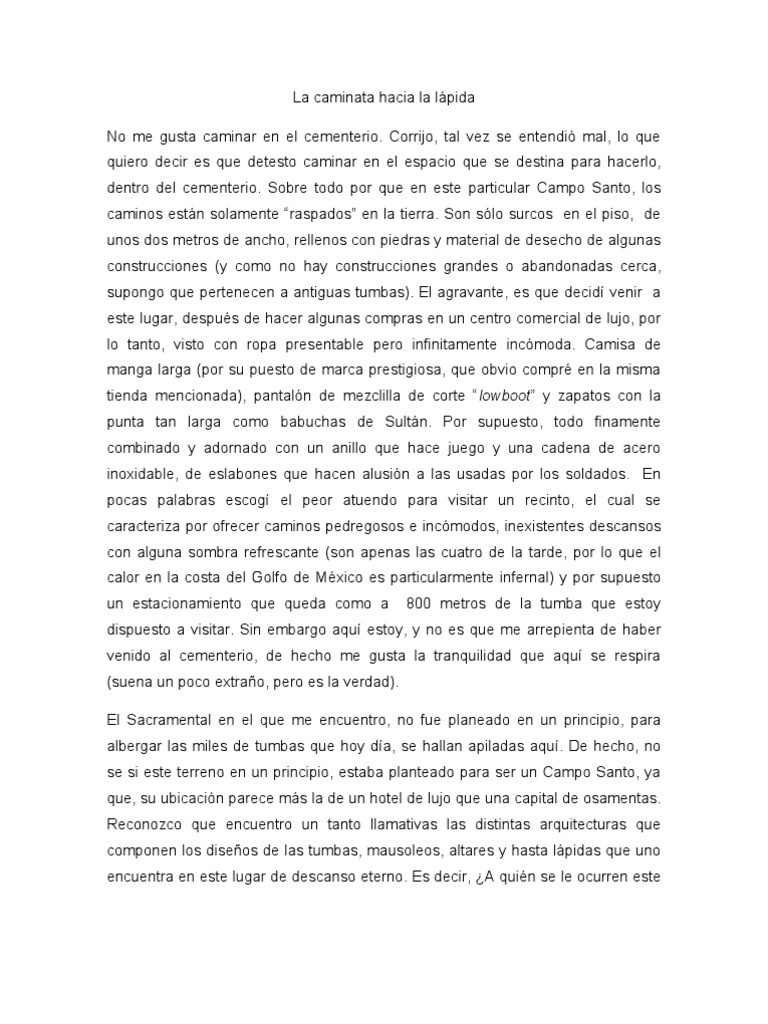 La Caminata Hacia La Lápida | PDF | Sócrates | Cementerio