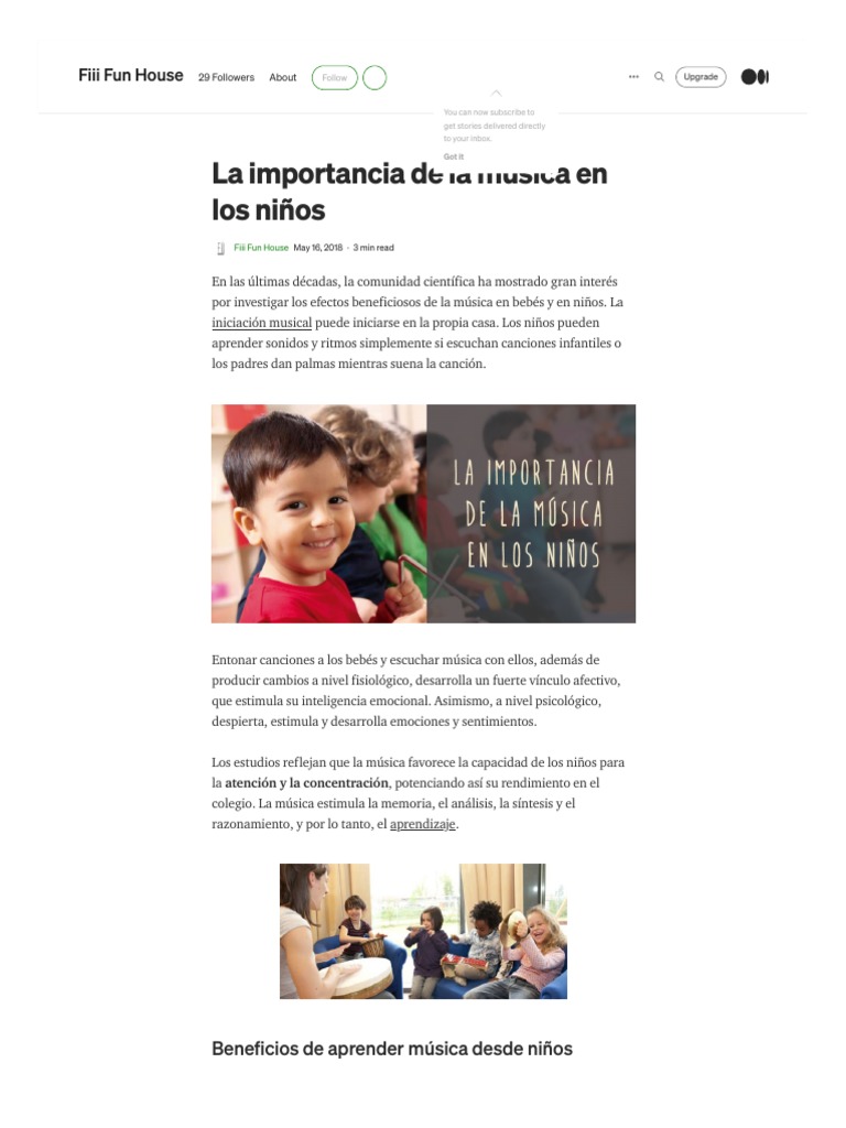 La Importancia de La Música en Los Niños | PDF | Ritmo | Aprendizaje
