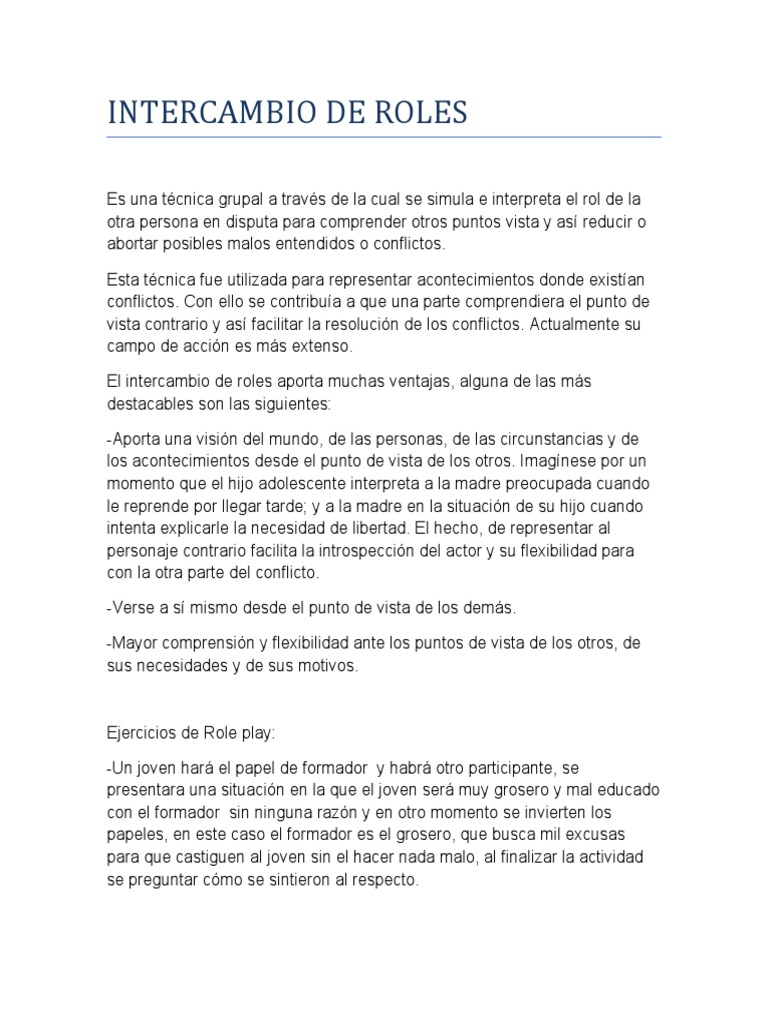 Intercambio de Roles | PDF