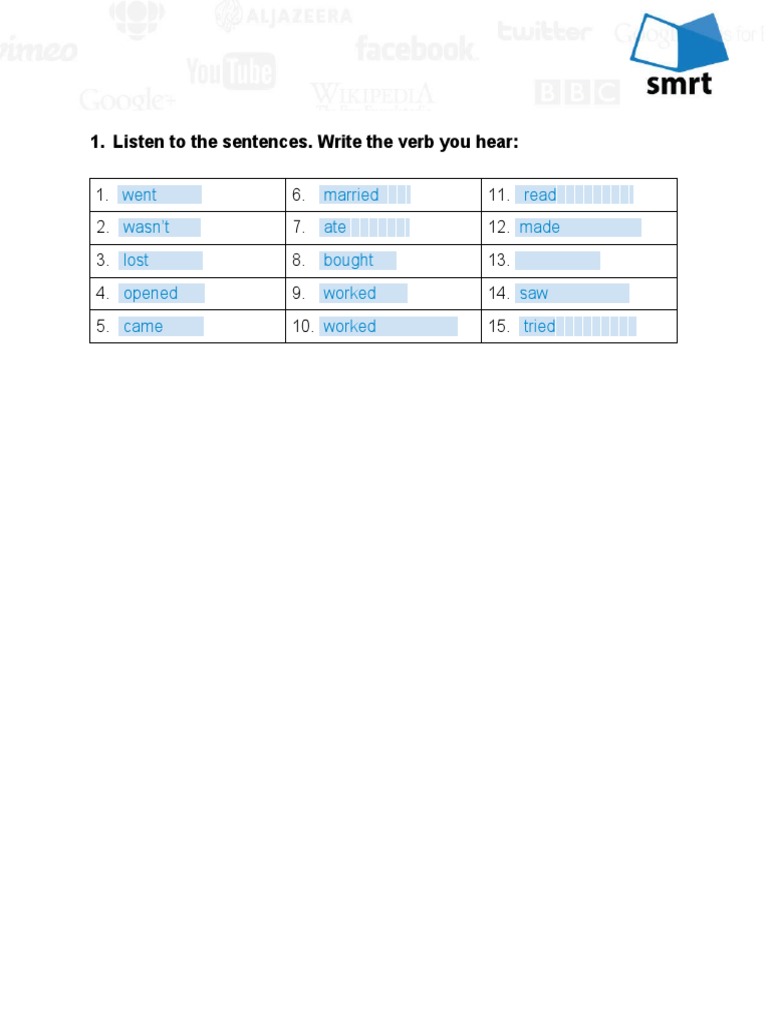 Verb Identification and Tense Practice | PDF | Language Arts & Discipline