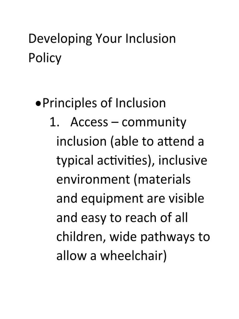 Developing Your Inclusion Policy | PDF