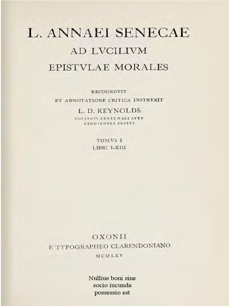 (Oxford Classical Text) Senecae, Seneca, Reynolds - Ad Lucilium ...