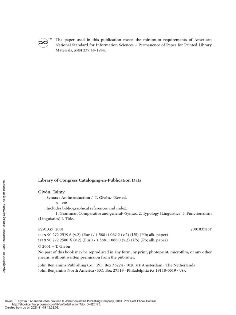 Syntax An Introduction. Volume II - (LCC Page) | PDF | Cognitive ...