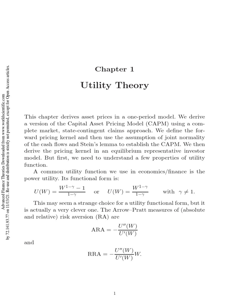 Utility Theory | PDF | Risk Aversion | Economics
