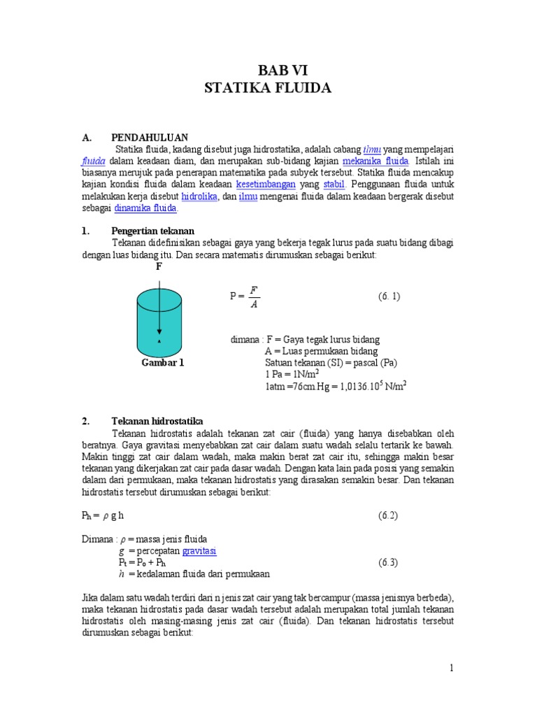Bab Vi Statika Fluida | PDF | Metode & Bahan Ajar | Sains & Matematika