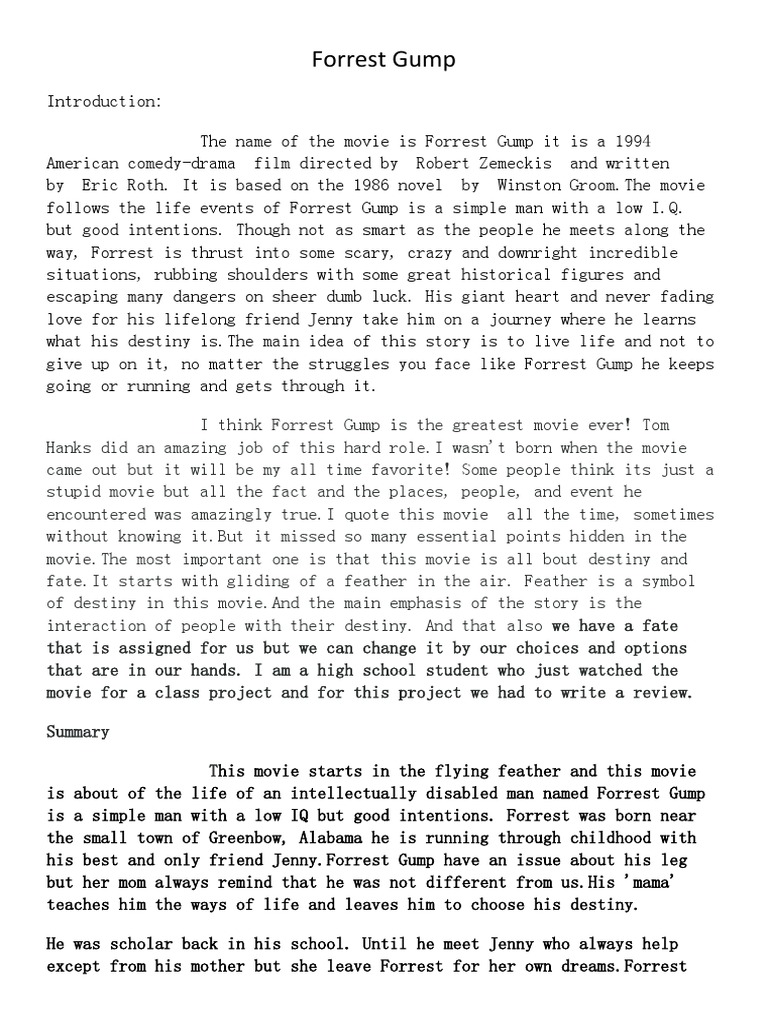 Forrest Gump Reaction Paper | PDF