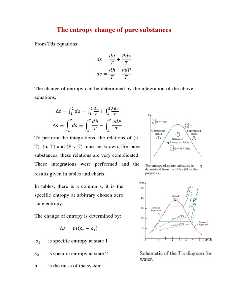 The Entropy Change of Pure Substances | PDF | Entropy | Thermodynamic ...