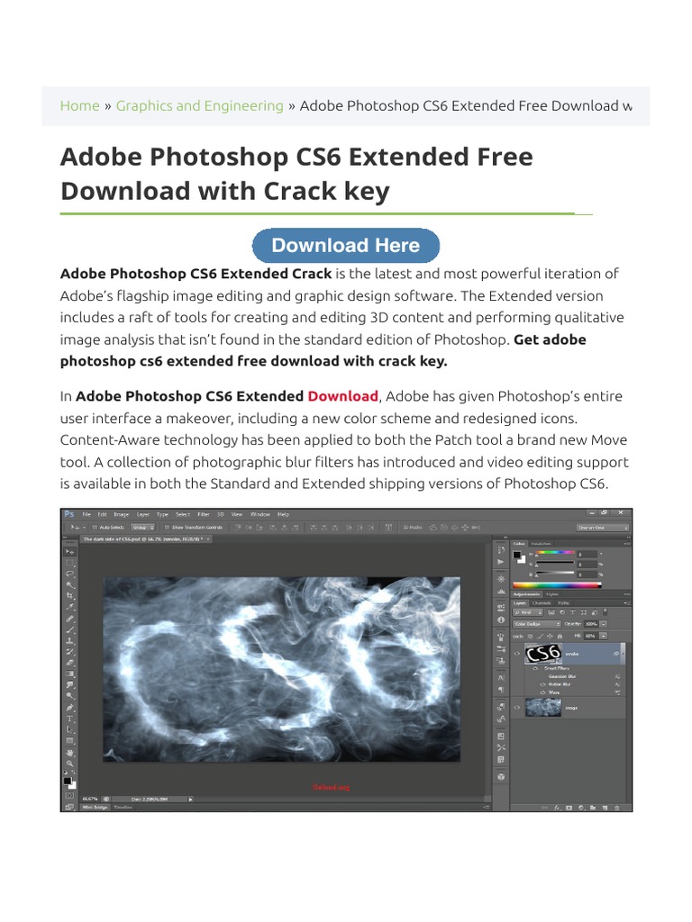 Adobe Photoshop CS6 Extended Free Download With Crack Key - Doload ...