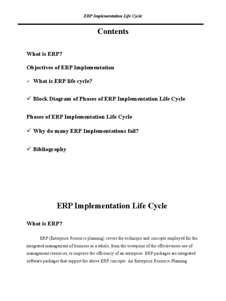 ERP Implementation Life Cycle Overview | PDF | Enterprise Resource ...