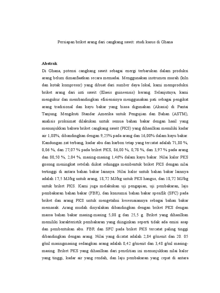 Preparation of Charcoal Briquette From Palm Kernel Shells (Case Study ...