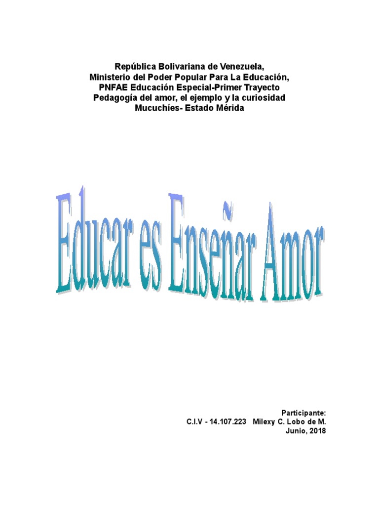 Educar Es Enseñar Amor | PDF | Amor | Cognición