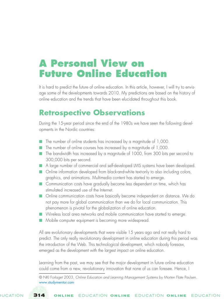 Future Of Online Education Pdf Educational Technology Multimedia