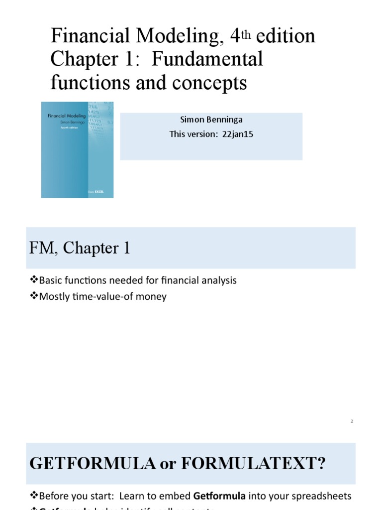 Financial Modeling, 4 Edition Chapter 1: Fundamental Functions and ...
