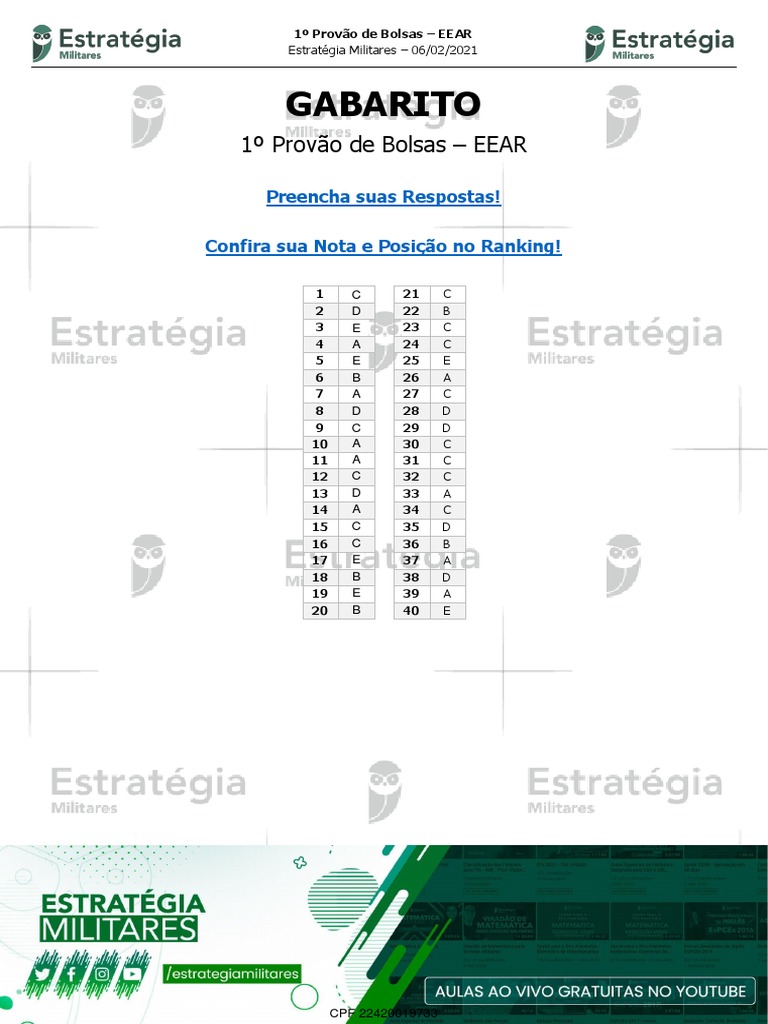 EEAR - Gabarito | PDF