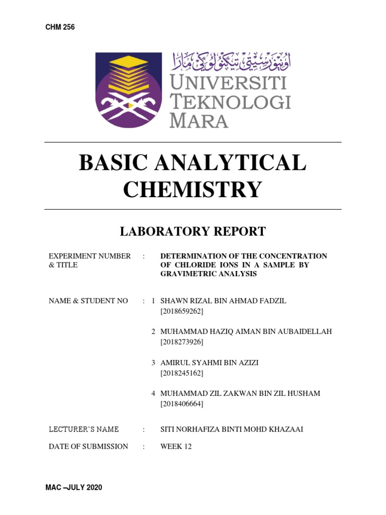 Gravimetric Analysis Laboratory Report | PDF | Precipitation (Chemistry ...