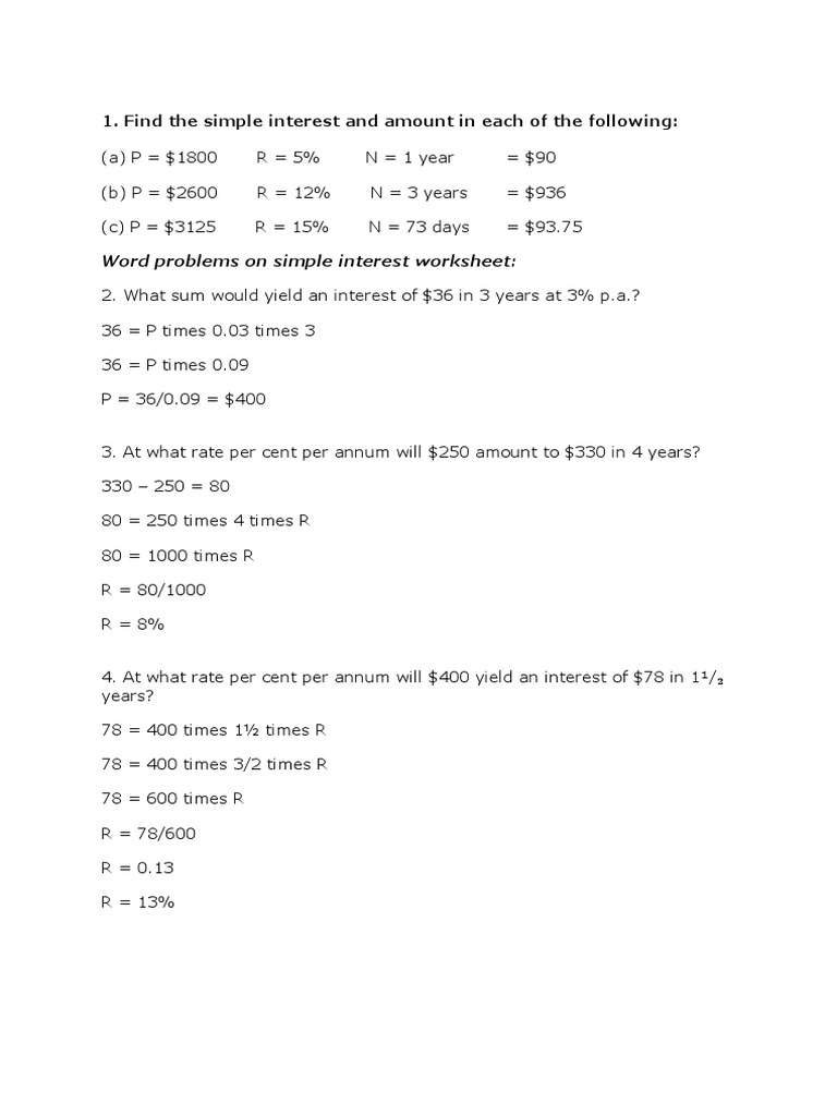 Simple Interest Calculations Guide | PDF | Interest | Percentage