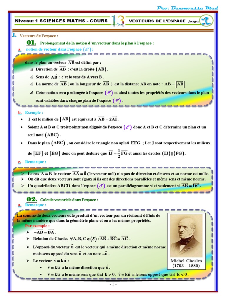 Vecteurs de L Espace Cours 1 4 | PDF | Droite (mathématiques) | Norme ...